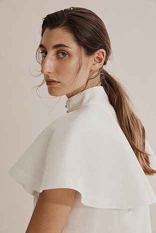 Antique White Bib Ruffle Sleeve Shirt - Shirts | Country Road