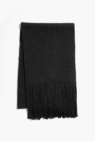 Charcoal Marle Long Fringe Rib Scarf - Hats, Scarves & Gloves | Country Road
