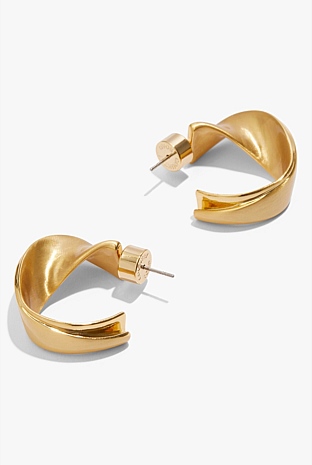 Gold Laura Twist Hoop - Earrings | Country Road