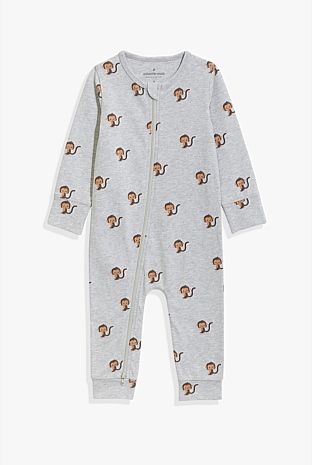 Light Grey Marle Organically Grown Cotton Unisex Monkey Jumpsuit ...
