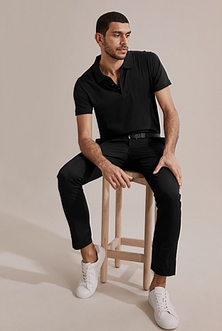 Black Pima Polo - Natural Fibres | Country Road