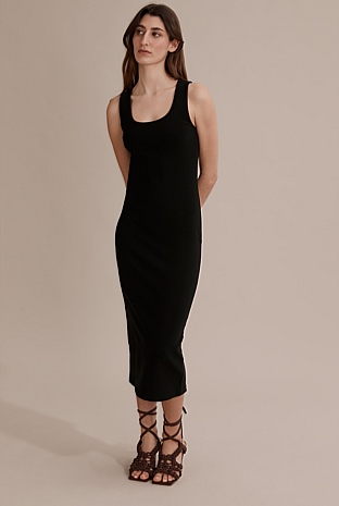Black Scoop Rib Dress - Dresses | Country Road