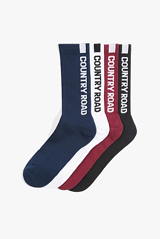 Multicolour Modern Logo Sock Pack of 4 - Socks | Country Road
