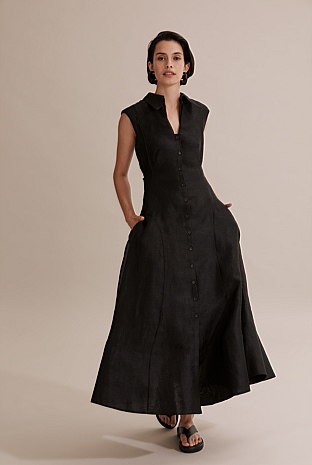 Black Darted Maxi Shirt Dress - Dresses | Country Road