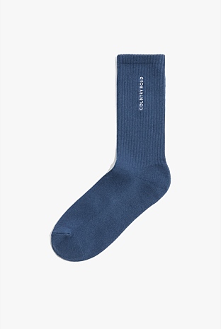 Mid Blue Embroidered Sock - Socks | Country Road