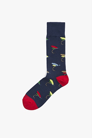 Navy Fishing Lure Sock - Socks | Country Road