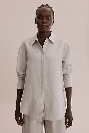 Ice Grey Relaxed Tailored Shirt - Work | Country Road