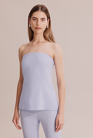Pale Blue Strapless Top - T-Shirts & Tops | Country Road