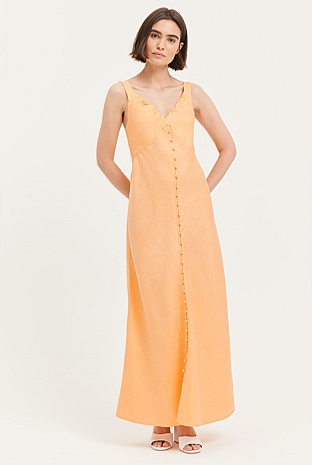 Rockmelon Gathered Linen Maxi Dress - Natural Fibres | Country Road