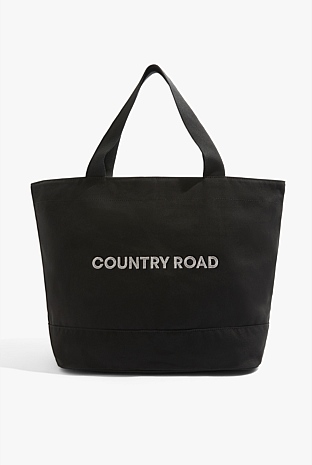Black Australian Cotton Country Road Metallic Shopper - Bags | Country Road