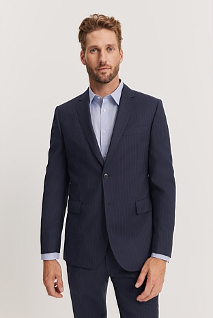 Navy Regular Fit Pinstripe Travel Jacket - The Office Edit | Country Road
