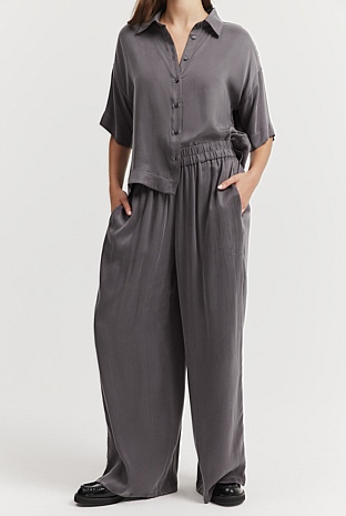 Charcoal Pull-On Cupro Pant - Pants | Country Road
