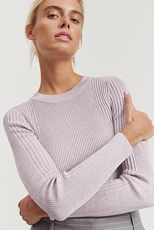 Violet Metallic Long Sleeve Top - Knitwear | Country Road