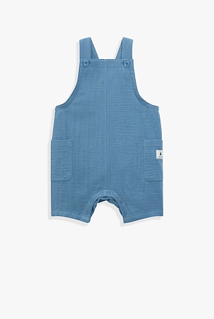 Faded Blue Cotton Textured Overall - Overalls & Rompers | Country Road