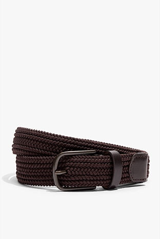 Chocolate Stretch Woven Belt - Belts | Country Road