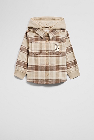 Stone Hooded Check Shirt - Shirts | Country Road
