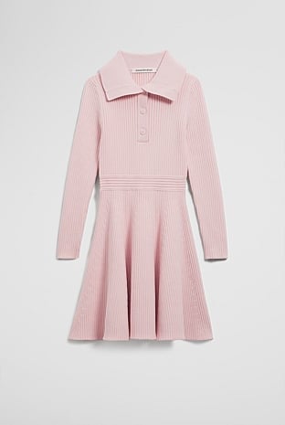 Mineral Pink Organically Grown Cotton Blend Collared Knit Dress ...