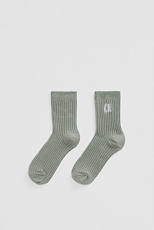 Fern Rib Quarter Crew Sock - Accessories | Country Road