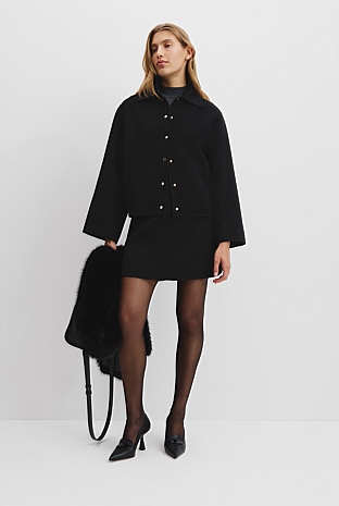 Black Soft Crop Snap Jacket - Jackets & Coats | Country Road