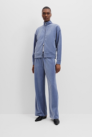 Steel Blue Velour Track Jacket - Sweats | Country Road