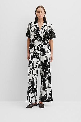 Black Swirl Geo Print Cotton Pant - Holiday | Country Road