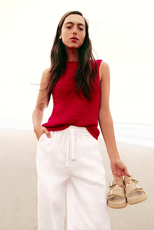 Fiesta Red Tape Knit Tank - Holiday | Country Road