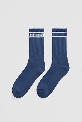 Sea Salt Blue Australian Cotton Blend CR Sport Crew Sock - Socks ...