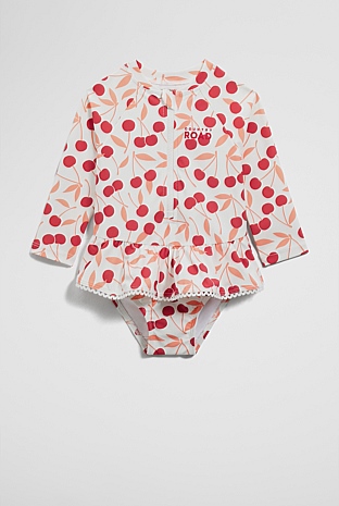 Multicolour Cherry Long Sleeve Swimsuit - Swimwear | Country Road