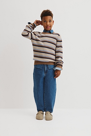 Multi Stripe Crew Neck Stripe Knit - Knitwear | Country Road