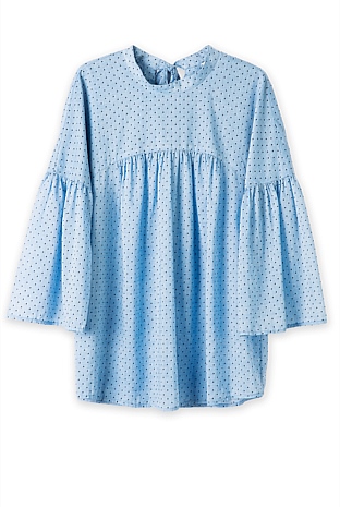 Sky Blue Button Back Shirt - Shirts | Country Road