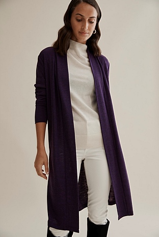 Mulberry Longline Babywool Cardigan - Knitwear | Country Road