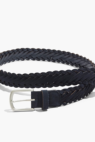 Navy Suede Plaited Belt - Belts | Country Road