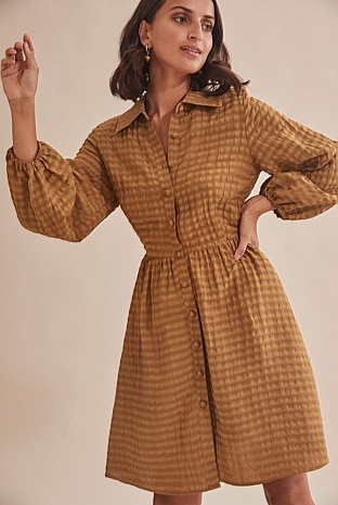 Cinnamon Puff Sleeve Mini Dress - Dresses | Country Road