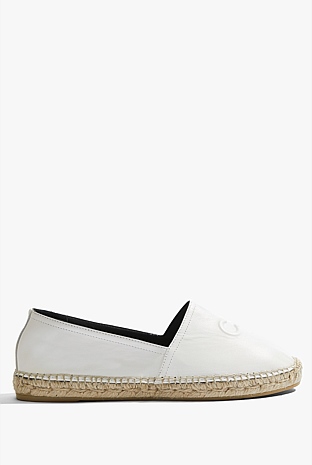 White CR Logo Leather Espadrille - Flats | Country Road