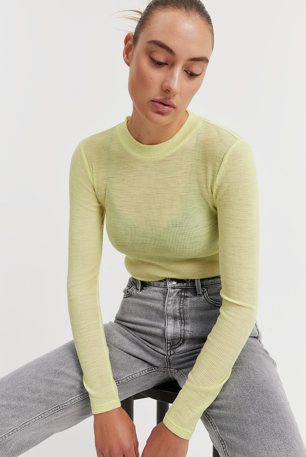 Zest Crew Neck Layering Long Sleeve Knit - Natural Fibres | Country Road
