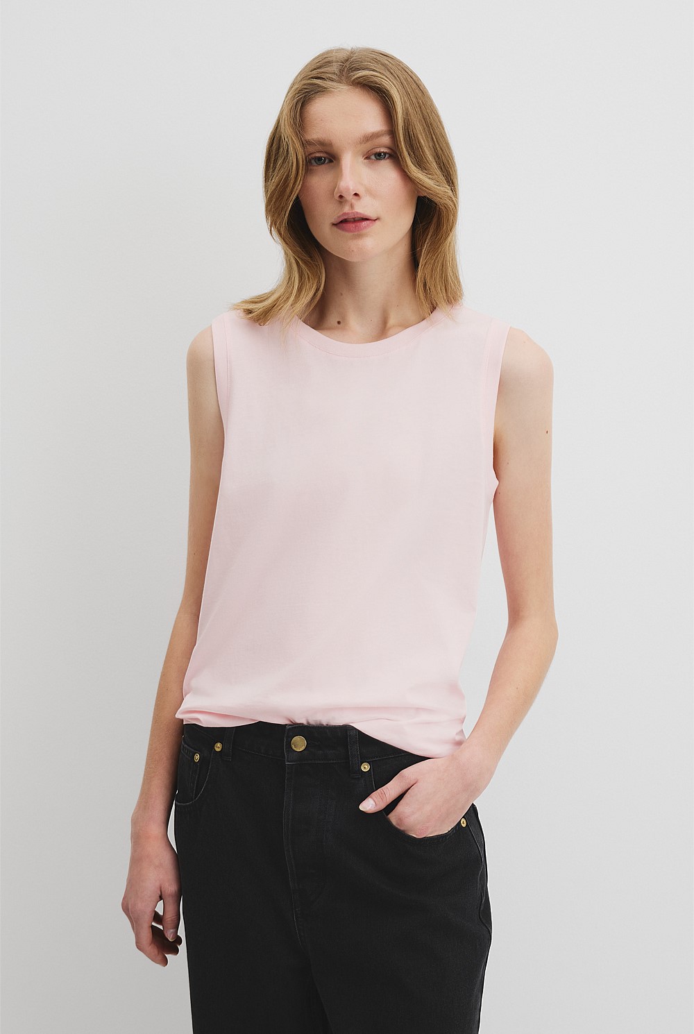 Ballet Pink Australian Cotton Relaxed Crew Tank - T-Shirts & Tops ...