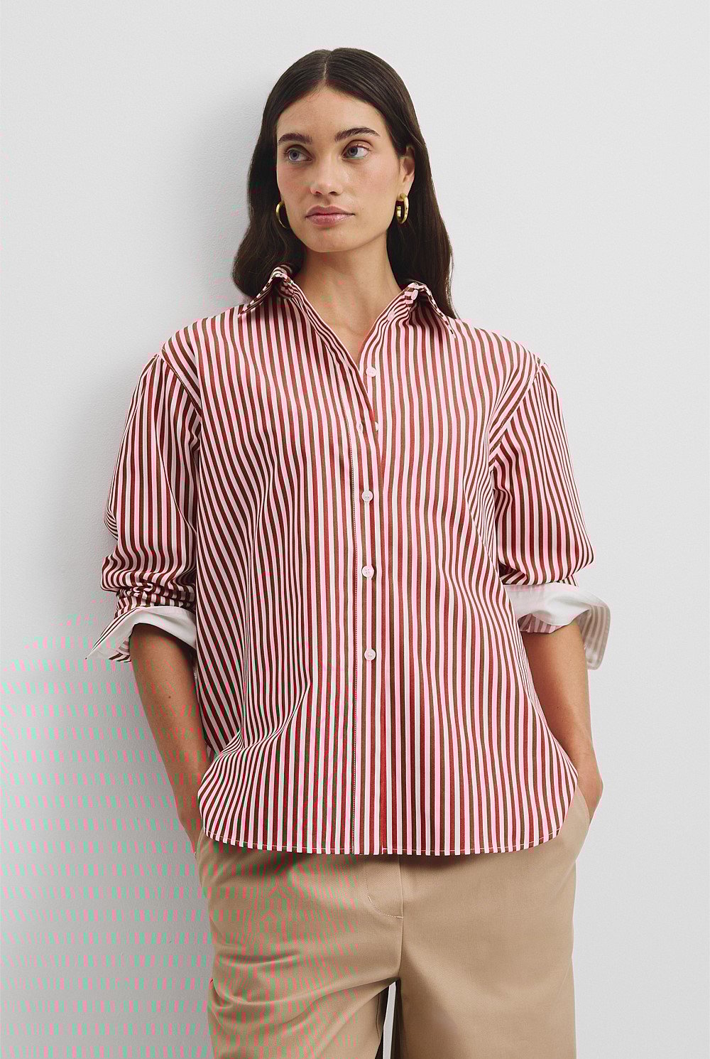 Garnet Stripe Australian Cotton Classic Stripe Shirt - Work | Country Road