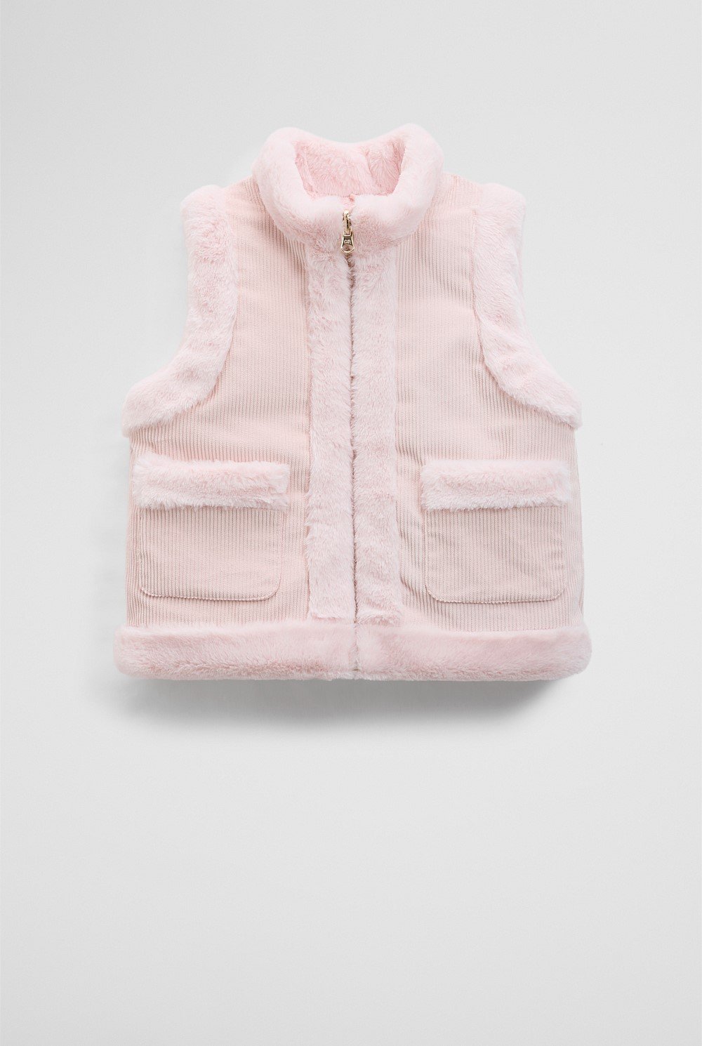 Mineral Pink Reverse Faux Fur Vest - Girls 2-10 | Country Road