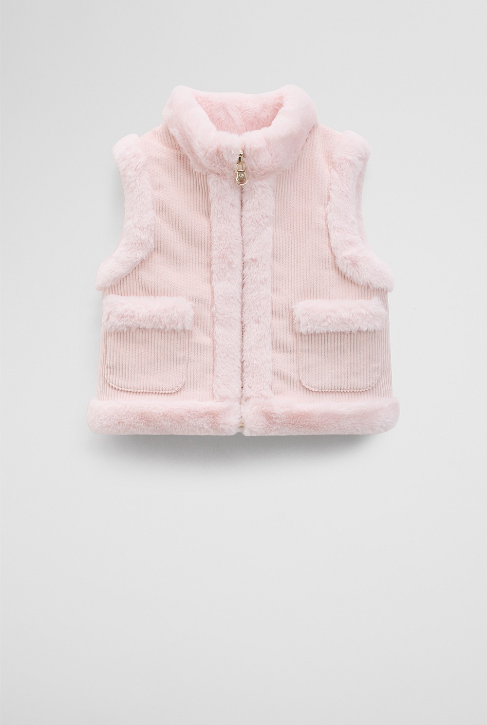 Mineral Pink Reverse Faux Fur Vest - Jackets & Coats | Country Road