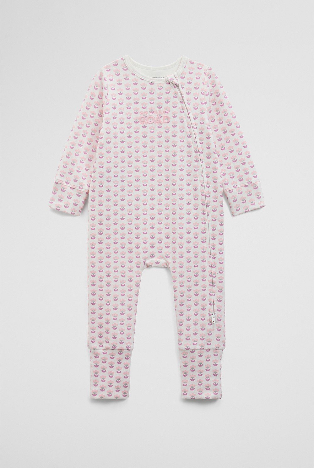 Pink Geo Floral Organically Grown Cotton Blend Logo Zip Jumpsuit ...