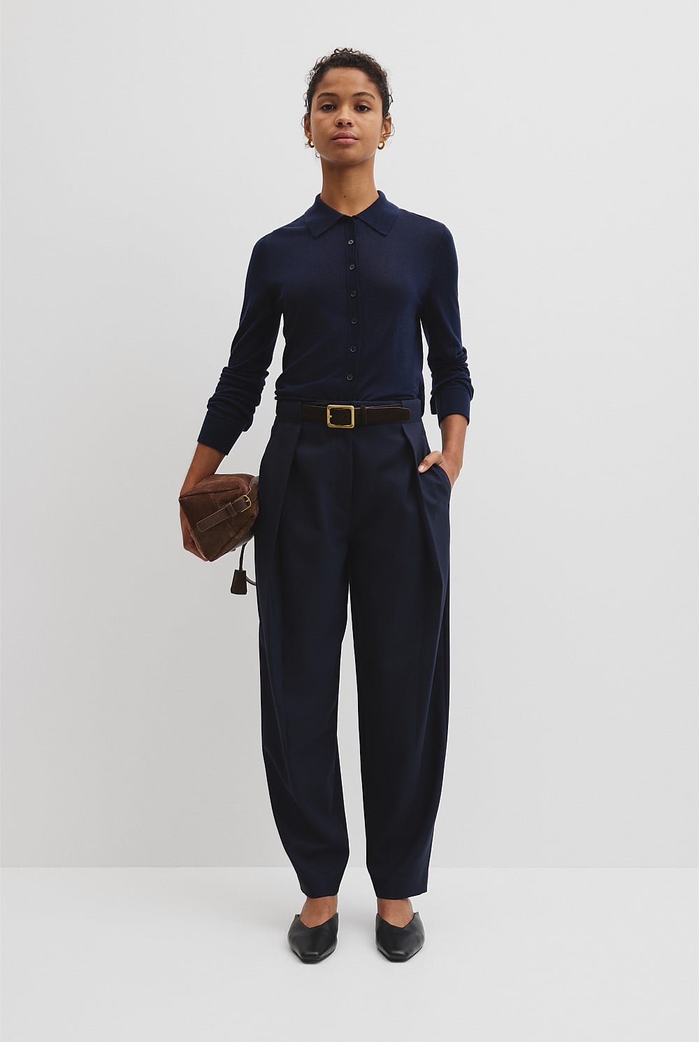 Navy Tailored Barrel Pant - Work | Country Road