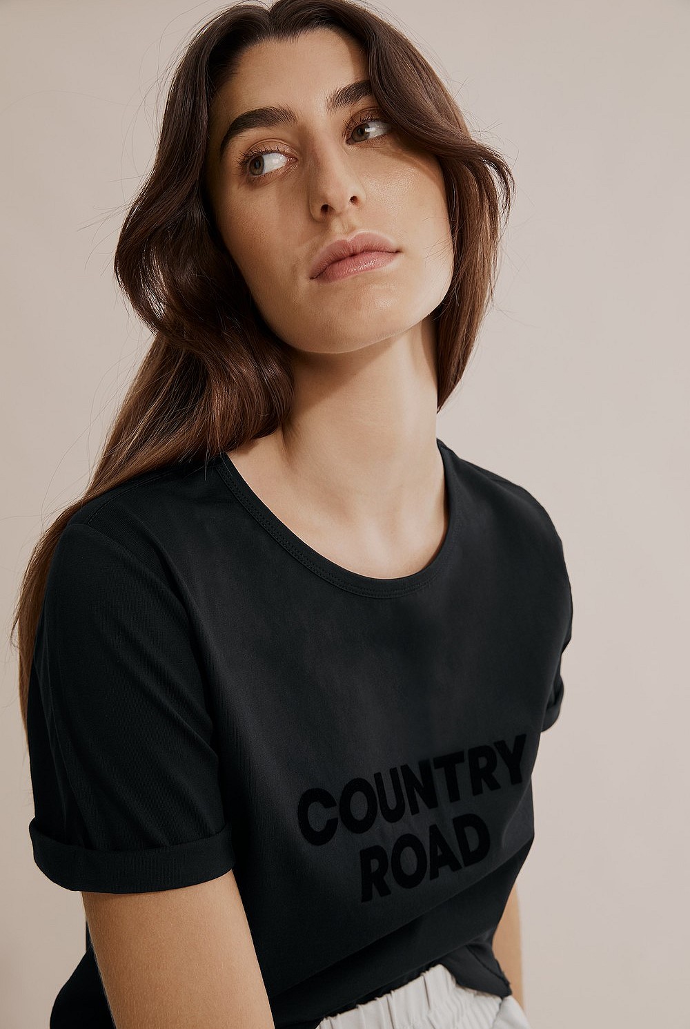 Black Cotton Flocked Logo T-Shirt - T-Shirts & Tops | Country Road