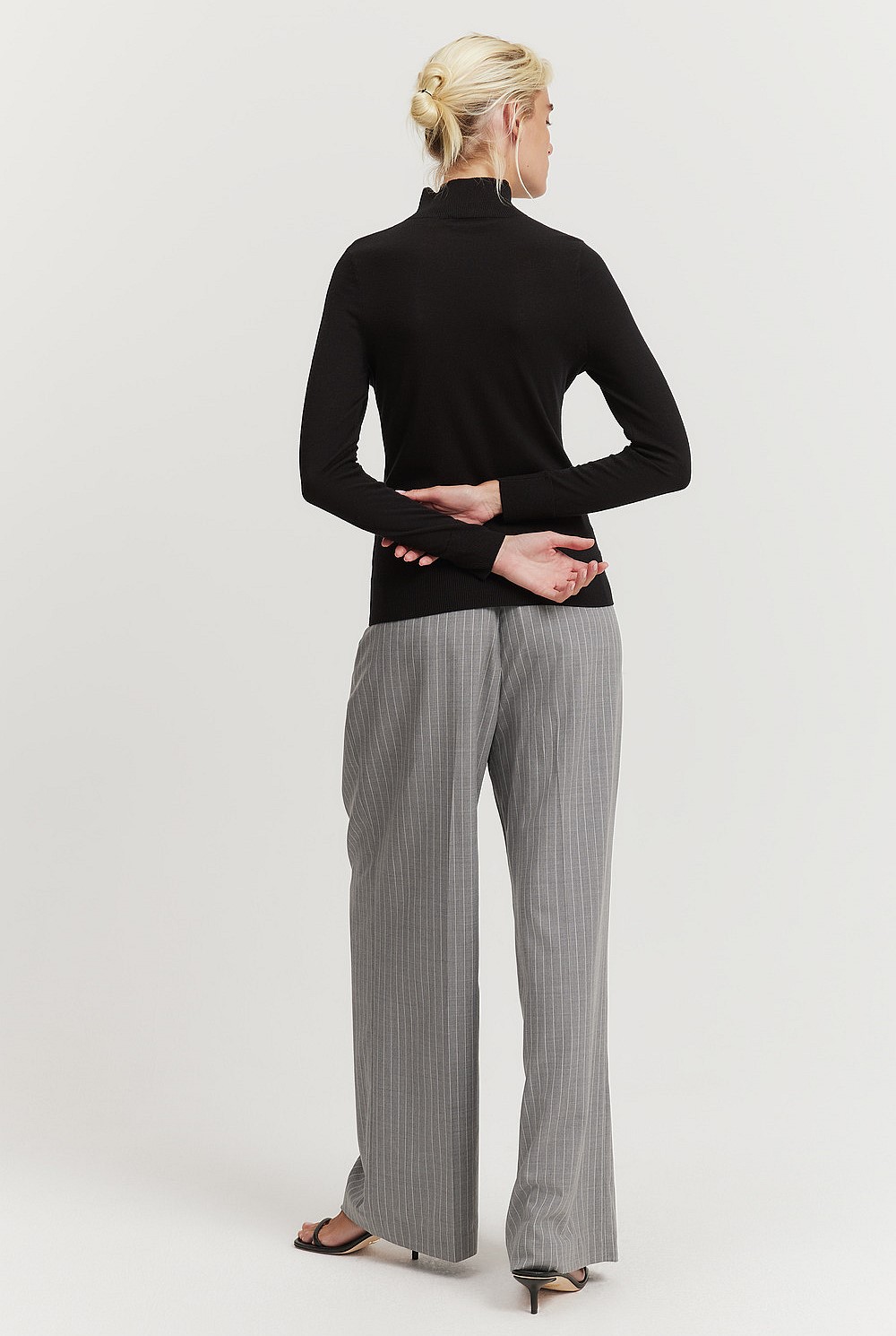 Black Merino Wool Silk Long Sleeve Knit - Australian Grown | Country Road