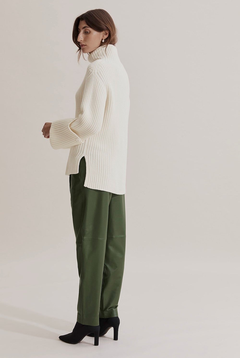 Antique White Rib Cuff Detail Knit - Natural Fibres | Country Road
