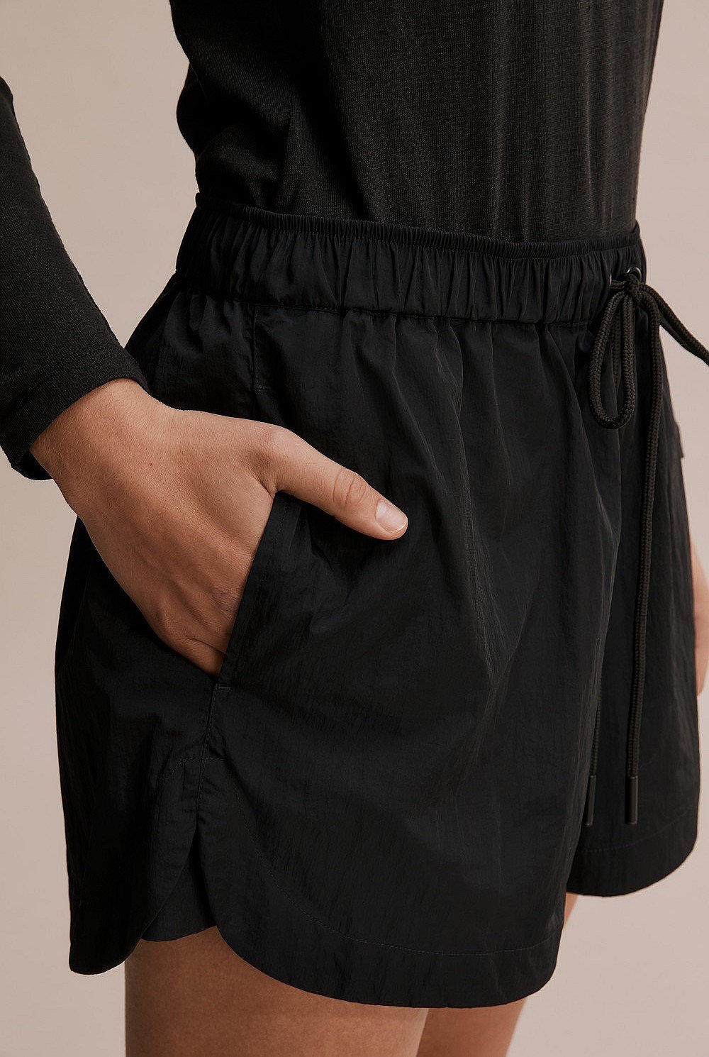 Black Recycled Nylon Spray Short - Shorts | Country Road