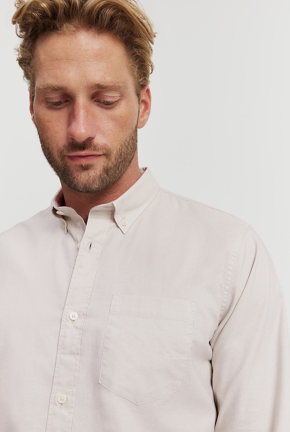 Pebble Regular Fit Washed Oxford Shirt - Natural Fibres | Country Road