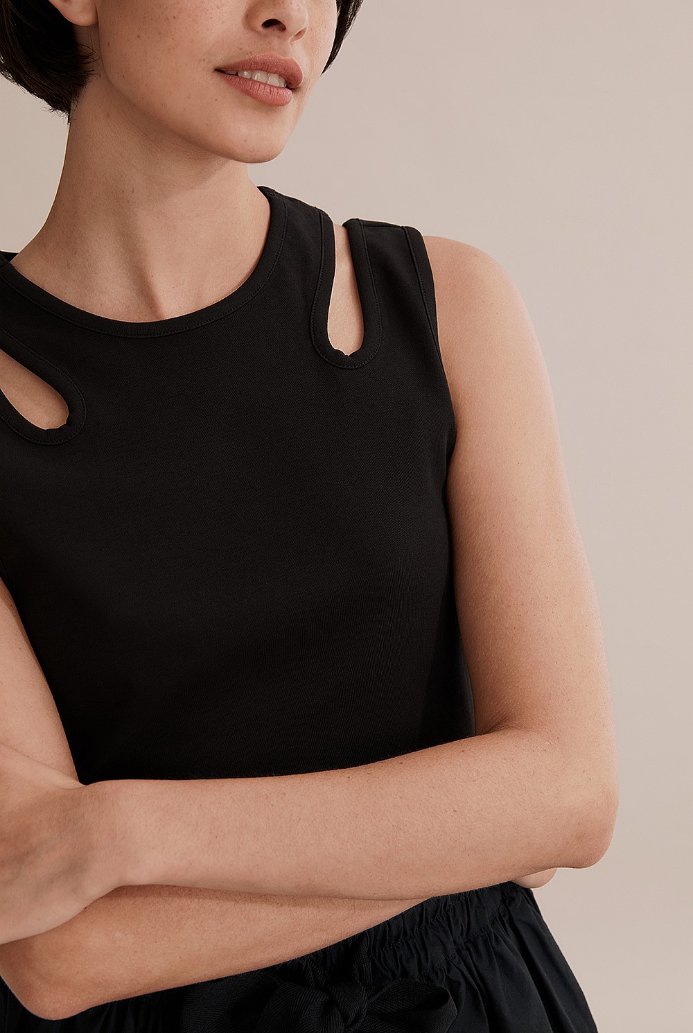 Black Cut Out Shoulder Tank - T-Shirts & Tops | Country Road