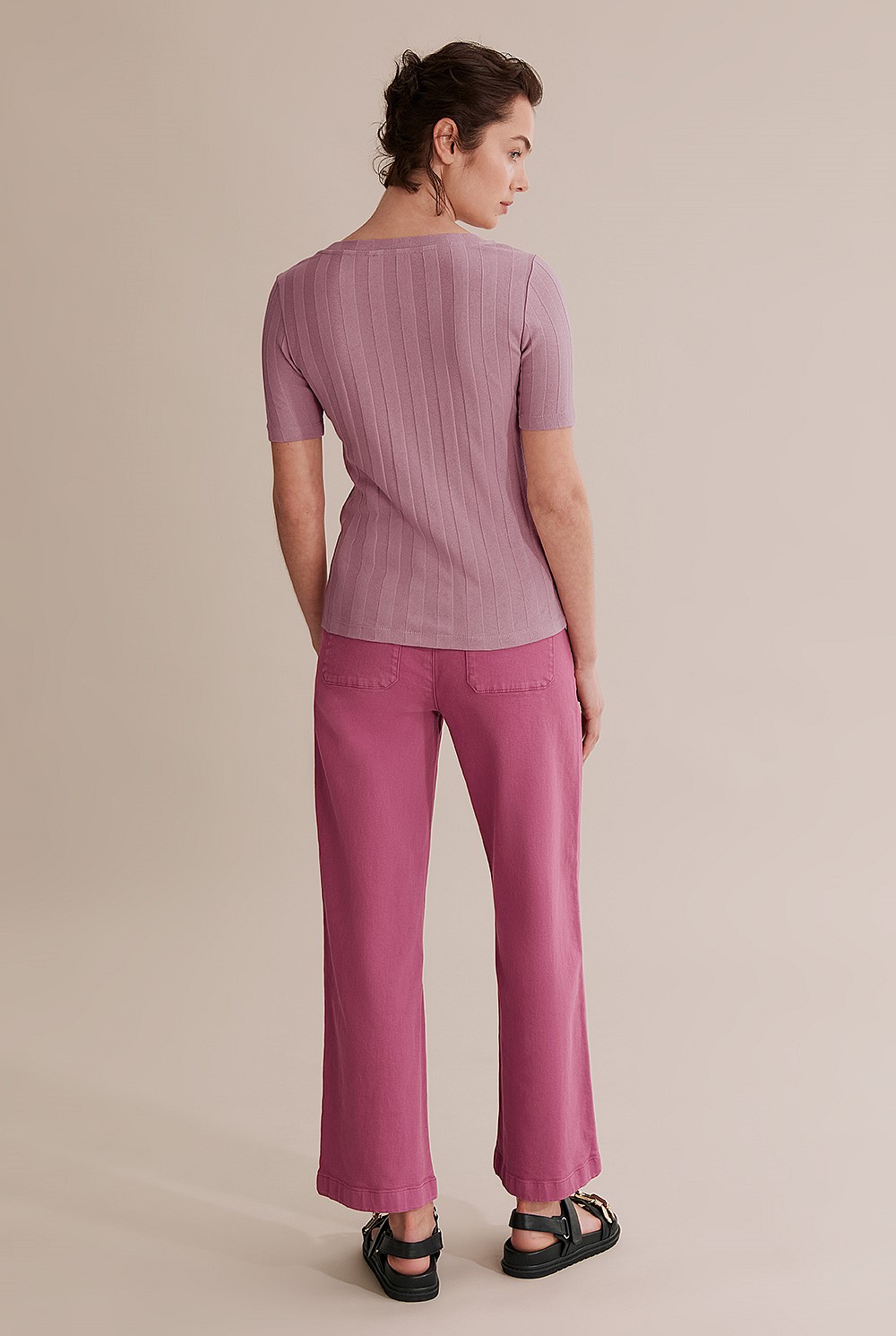 Dusty Rose Short Sleeve Self Stripe T-Shirt - T-Shirts & Tops | Country ...