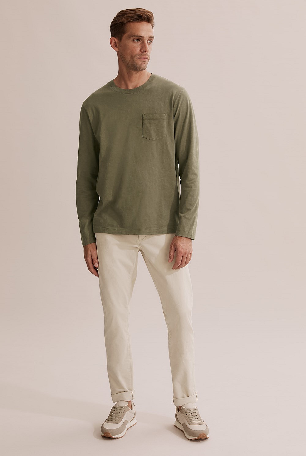 Washed Khaki Slub T-Shirt - Natural Fibres | Country Road