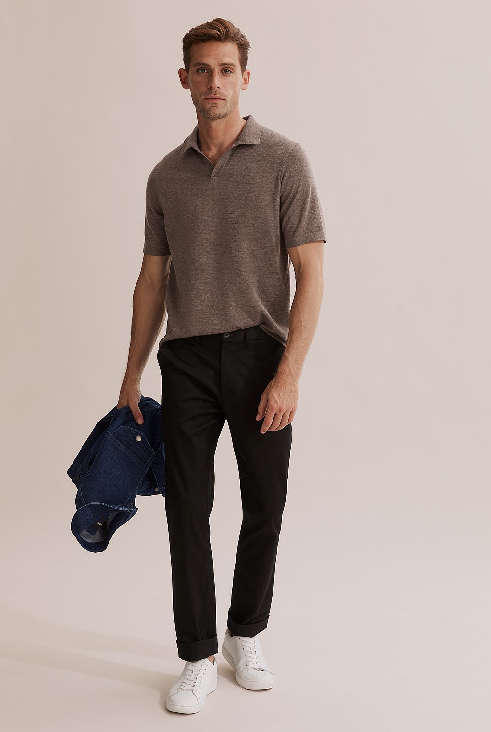 Taupe Merino Trophy Polo - Natural Fibres | Country Road